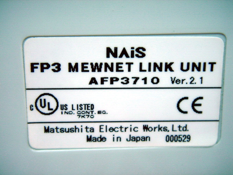 MATSUSHITA NAiS FP3 MEWNET LINK UNIT AFP3710 - PLC DCS SERVO Control MOTOR POWER SUPPLY IPC ROBOT